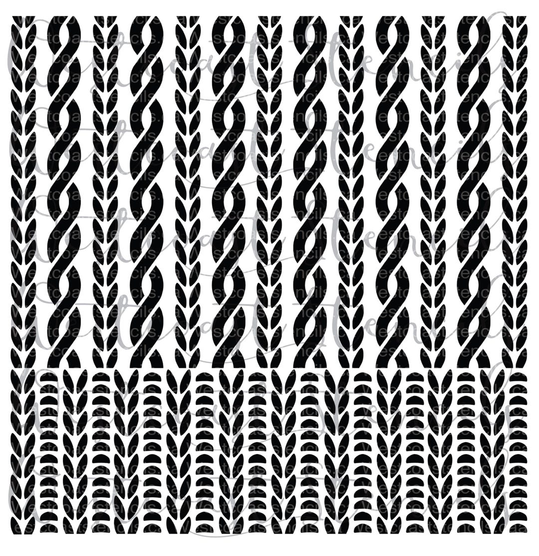 Cable Knit With Ribbing Stencil, Winter Season Stencil, Sweater Stencil ...