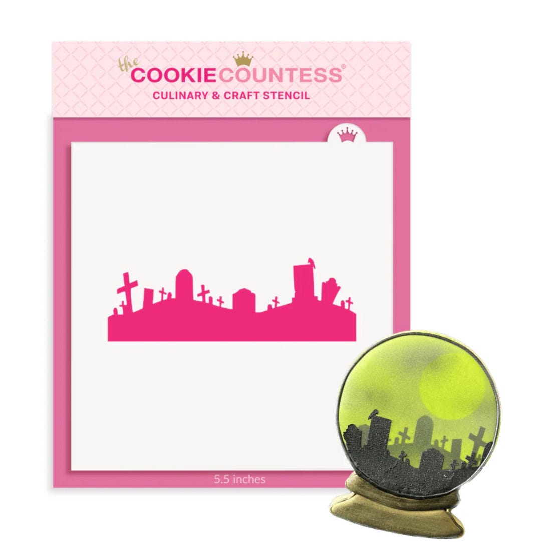 Graveyard Stencil, Graveyard Cookie Stencil, Halloween Graveyard ...