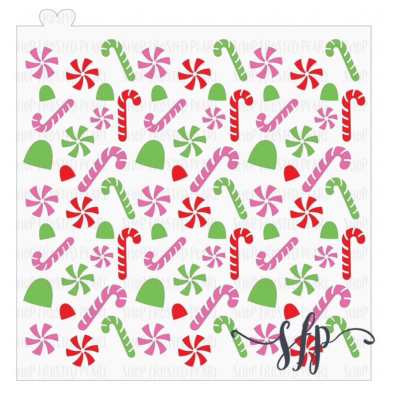 Christmas Candies Cookie Stencil, Christmas Stencil, Christmas Candy ...