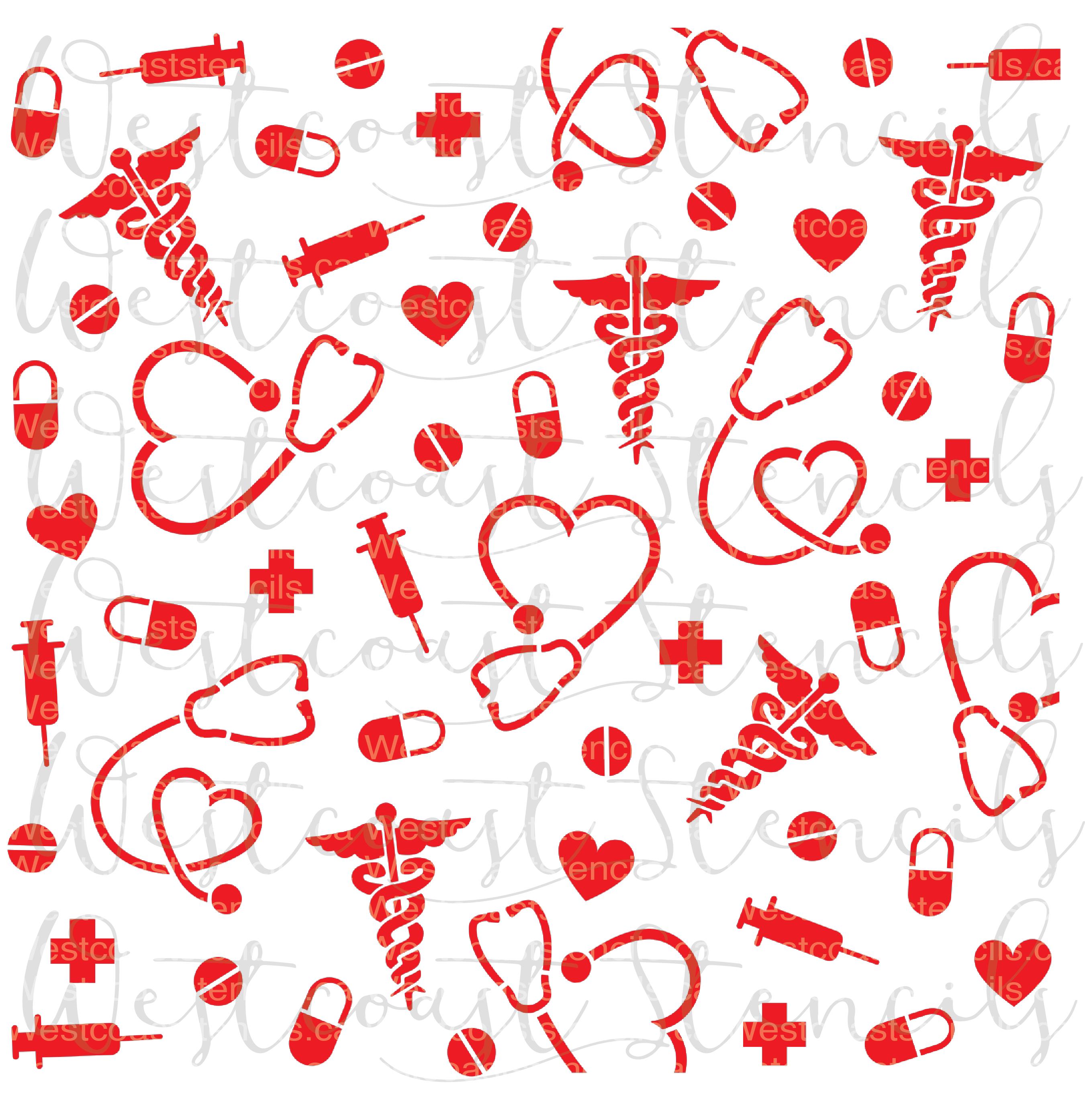 Medical Symbol Stencil, Background Stencil, Nurse Stencil, Doctor ...