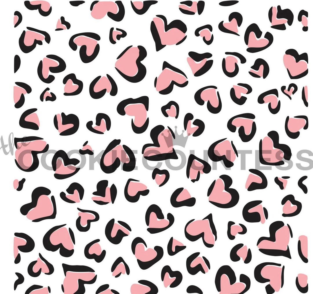 2 Piece Leopard Print Hearts Stencil, Valentines Stencil, Valentines ...