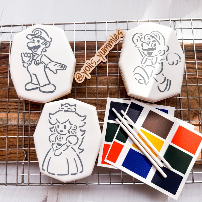 Set of 10 PYO Cookies, 10 Paint Your Own Cookies, PYO Mario Cookies ...