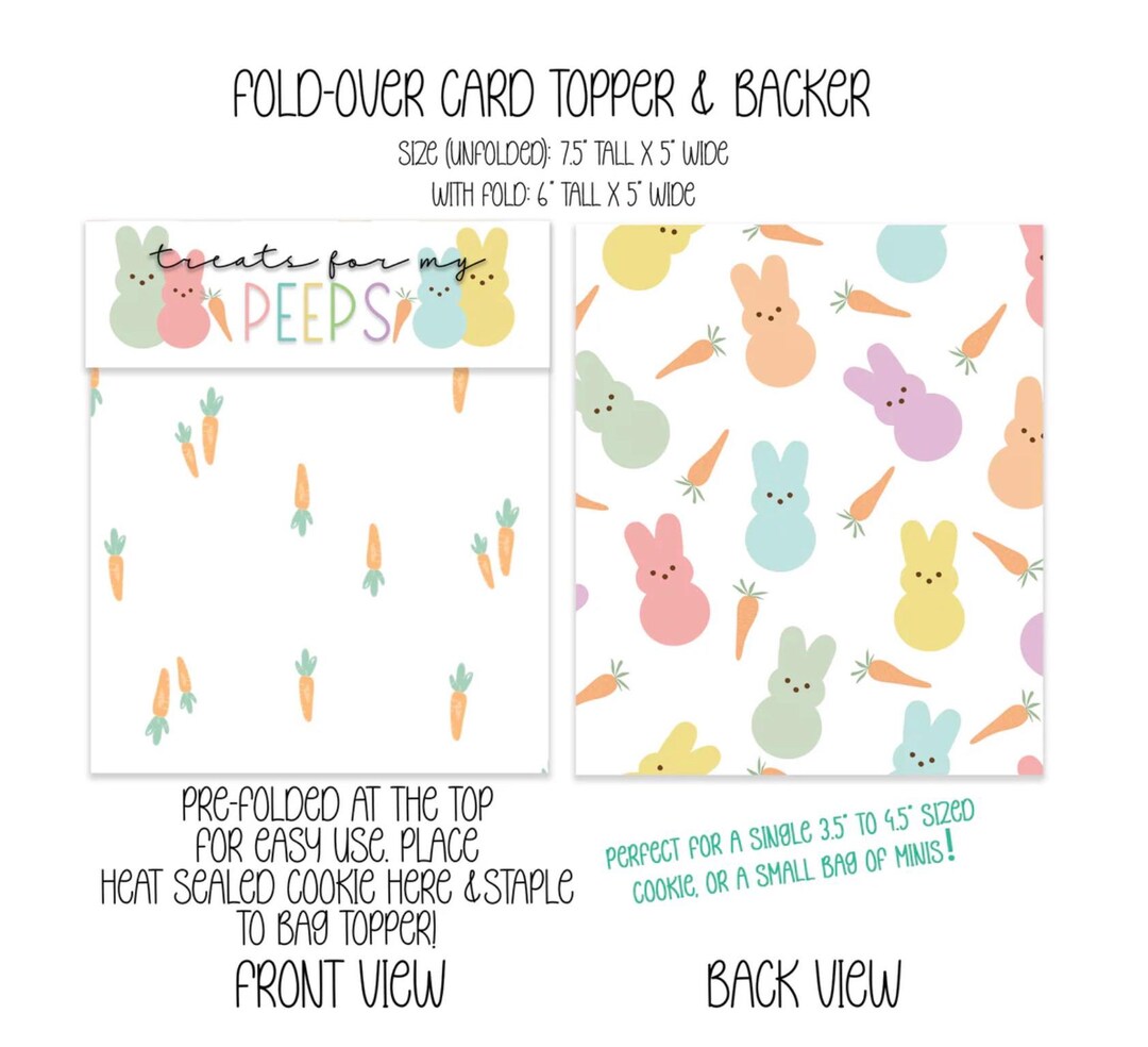 Treats for My Peeps Bag Topper and Backer, Easter Bag Toppers, Cookie ...