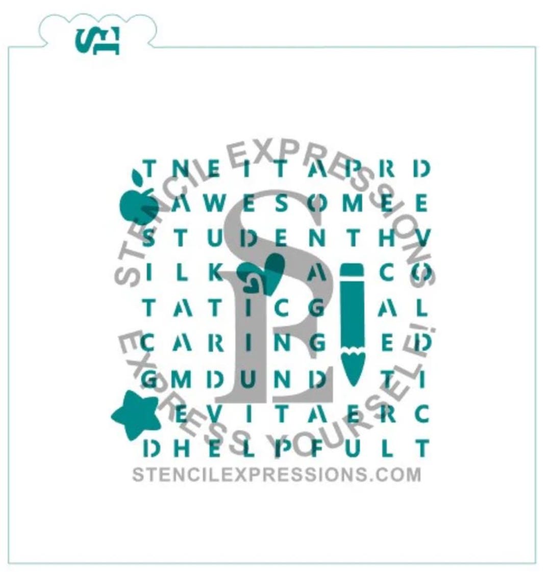 Teacher Word Search Stencil, Teacher PYO Stencil, School Cookie Stencil ...