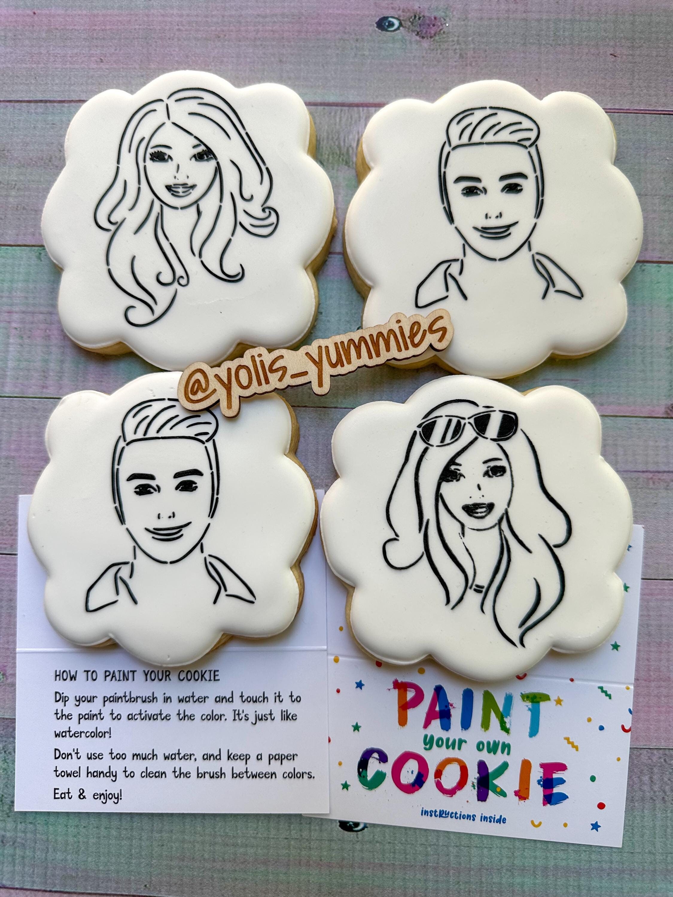 Set of 10 PYO Doll Cookies, 10 Paint Your Own Cookies, PYO Doll Cookies ...