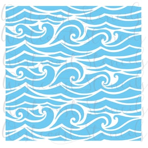 Waves Stencil | Ocean Stencil | Birthday Stencil | Party Stencil ...
