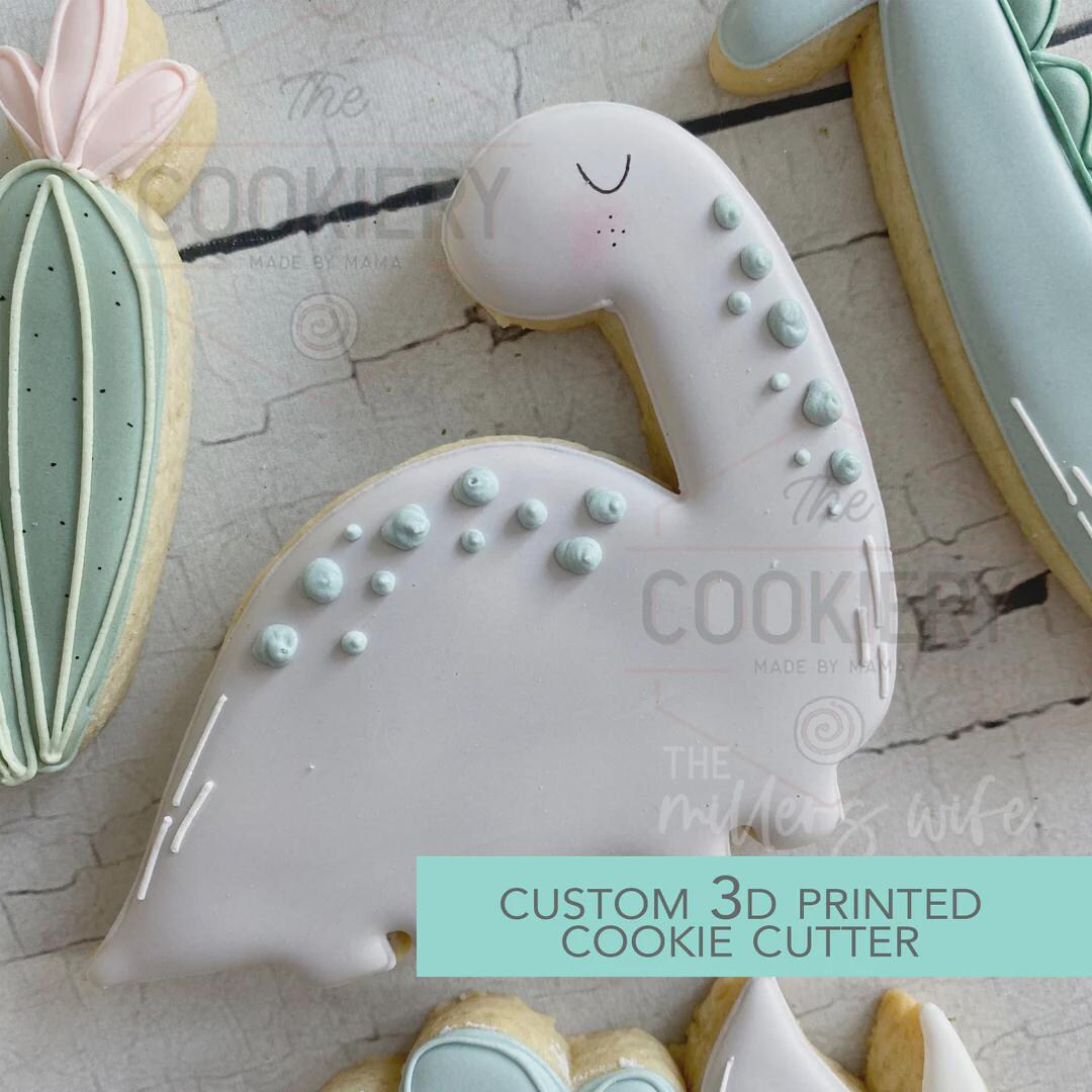 Brontosaurus Cookie Cutter | Cute Dino Birthday Cookie | Baby Shower ...