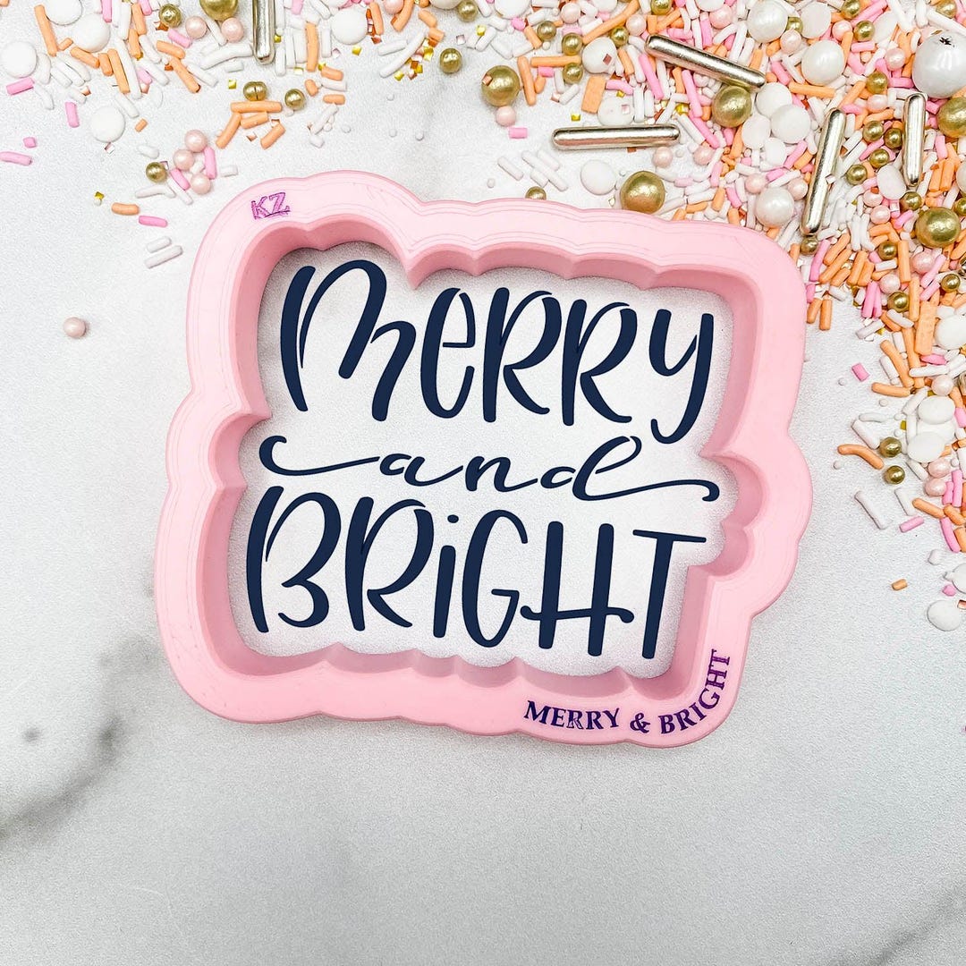 Merry and Bright Hand Lettered Cutter and Stencil | Christmas Cookie ...