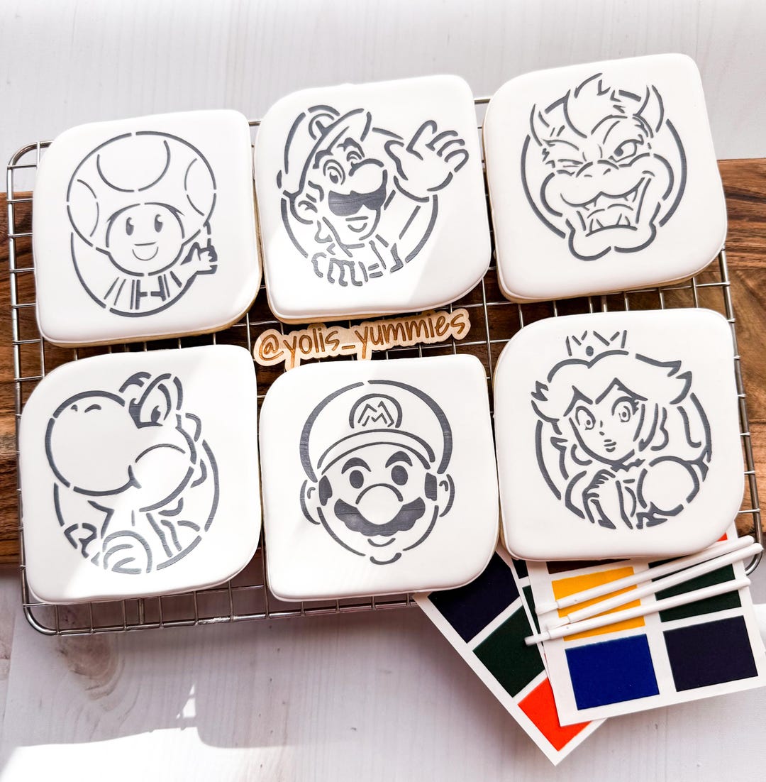 Set of 10 PYO Cookies, 10 Paint Your Own Cookies, PYO Mario Cookies ...