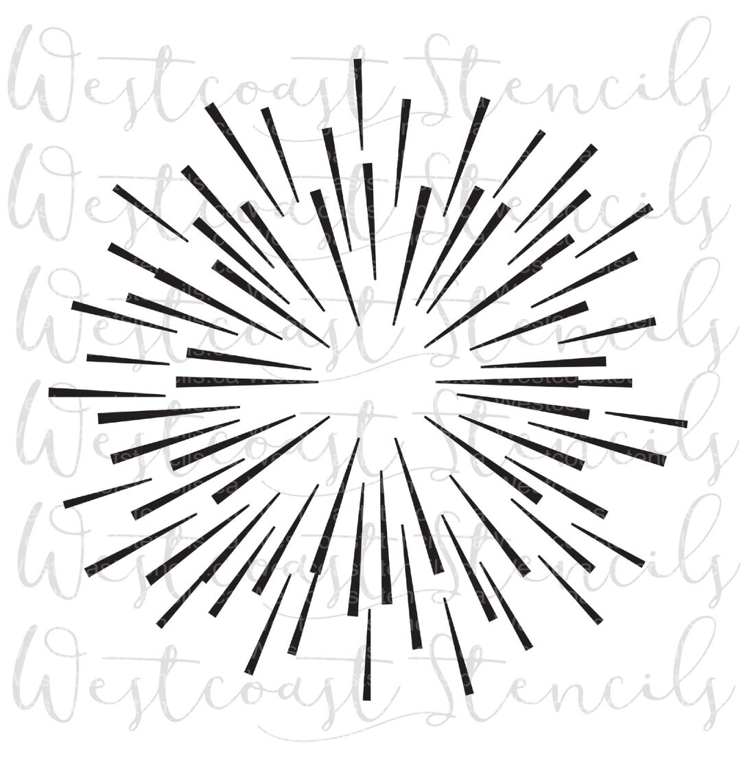 Flash Burst Stencil, Fireworks Stencil, Sky Stencil, Birthday Stencil ...
