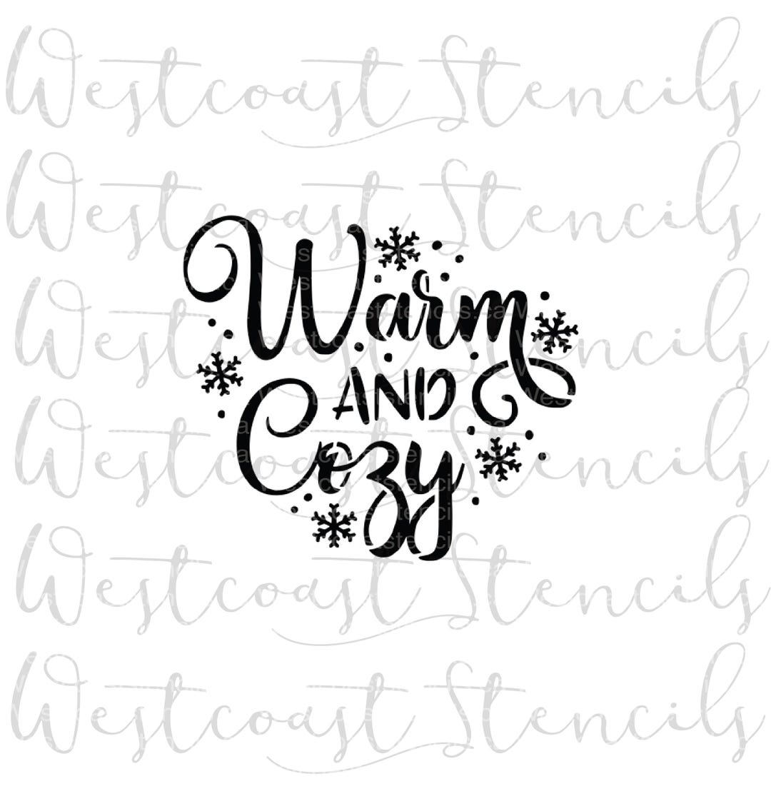 Warm and Cozy Stencil, Winter Season Stencil, Decoration Stencil ...