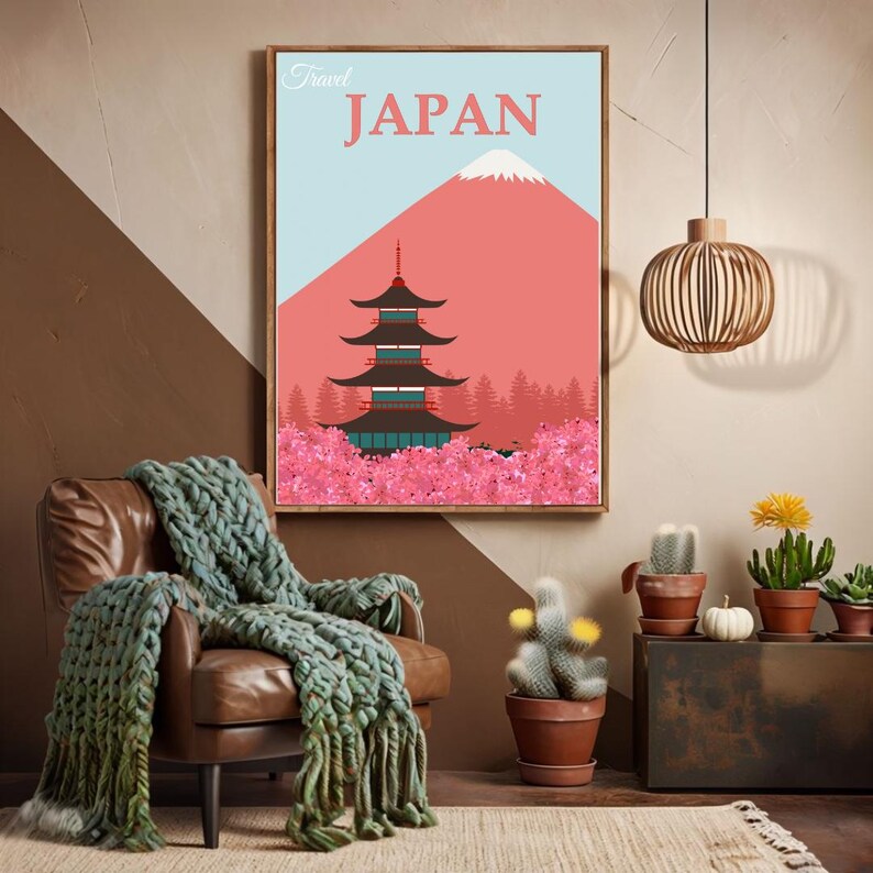 Vintage Visit Japan Mt. Fuji Poster Japaneseretro Graphic Design Print ...
