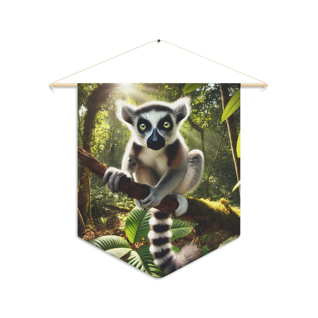 Lemur Pennant, Wood Frame Banner Sign, Home Decor Wall Hanging Gift ...