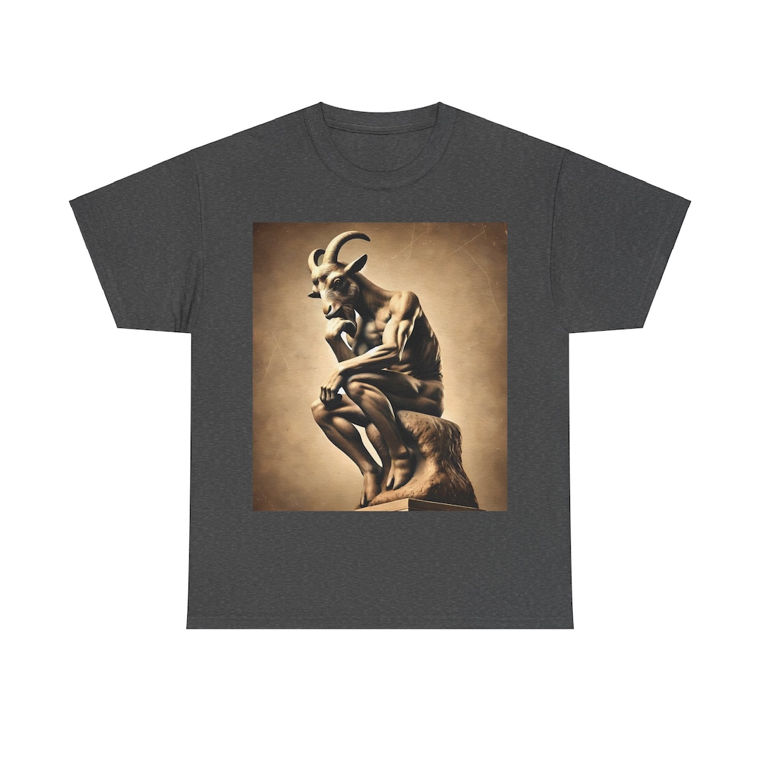 The Thinking Goat T-shirt, Dino Tee, Vintage Animal Shirt, Goat Statue ...