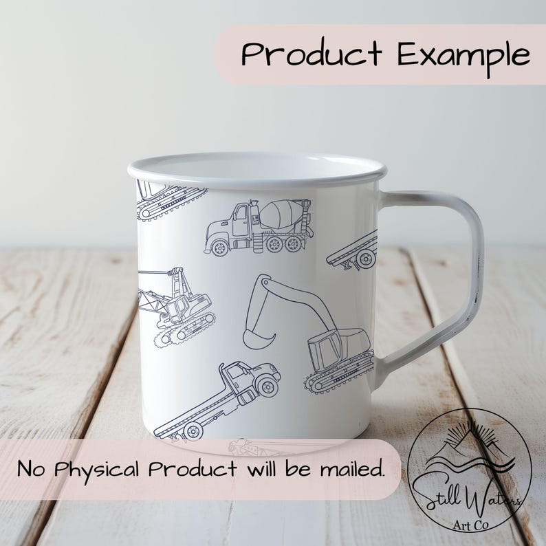 Construction Seamless File Bundle Handdrawn Construction Vehicles Construction Truck Wall Decals ...