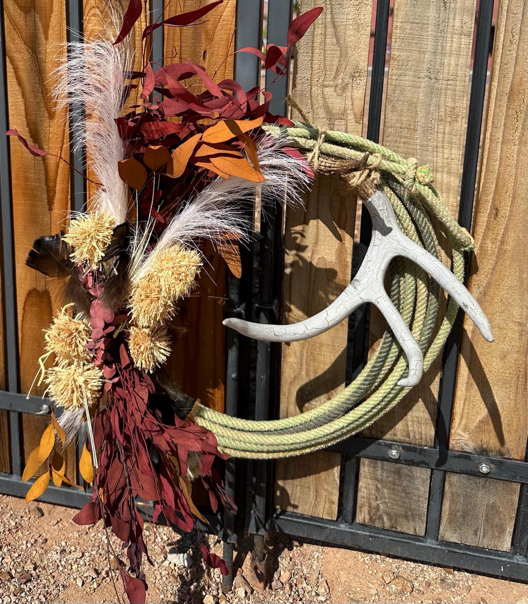 Lariat Rope Wreath, Western Rope Wreath, Cowboy Wreath, Fake Floral ...