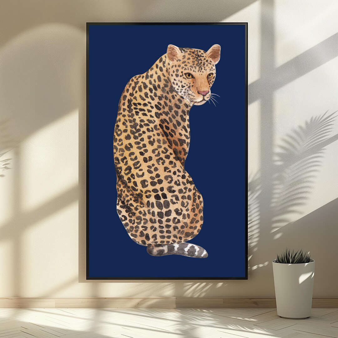 Cheetah Poster – Dark Blue Animal Print Printable Wall Art | Retro ...