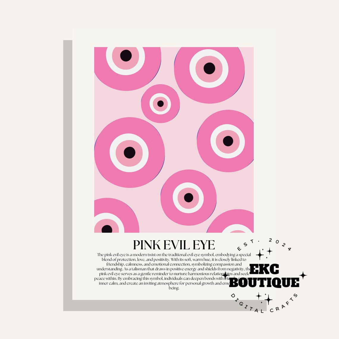 Pink Evil Eye Wall Art | Digital Download Poster | Protection & Good ...