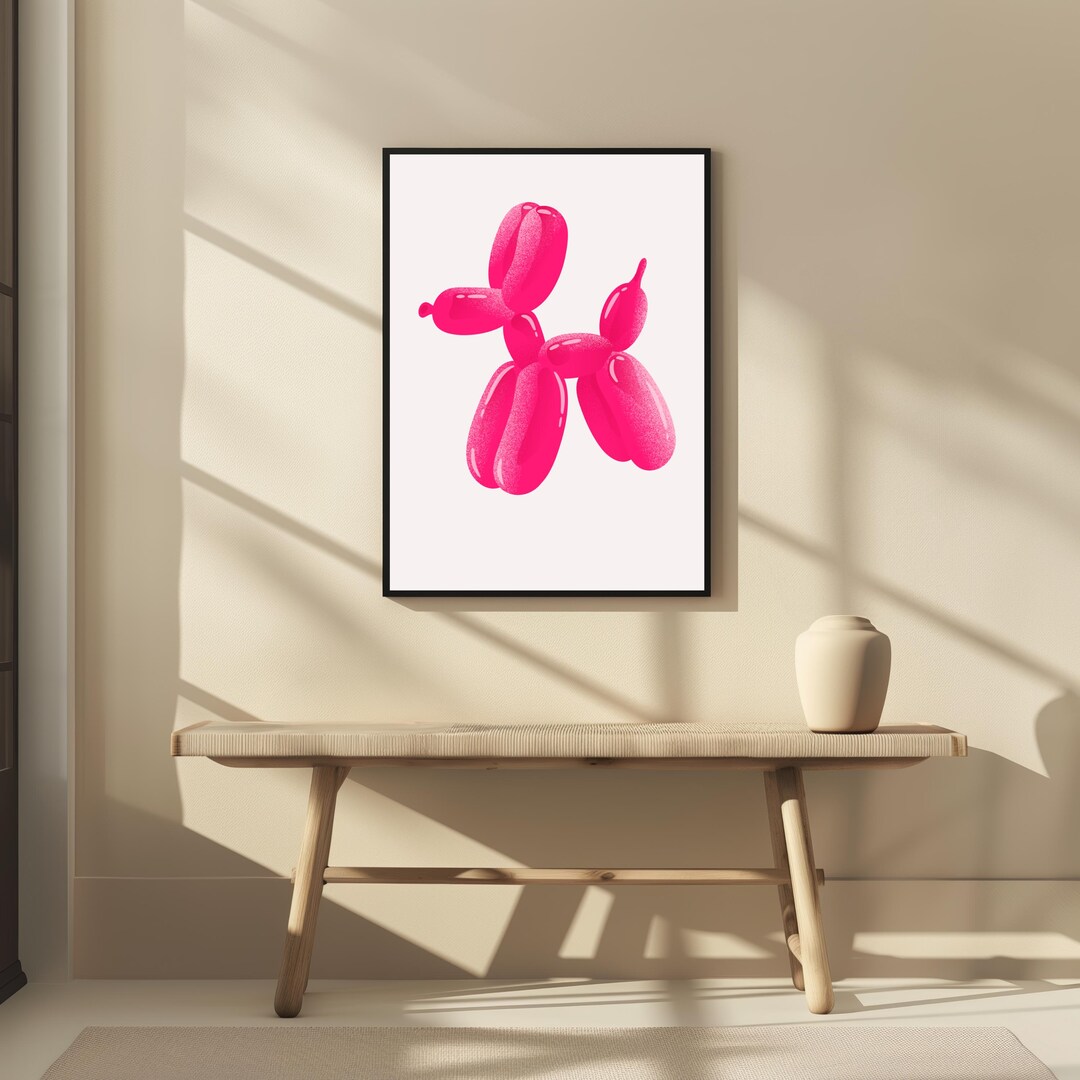 Hot Pink Balloon Dog Poster Digital Wall Art Playful Made-to-order ...