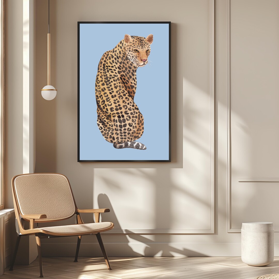 Cheetah Poster – Light Blue Animal Print Printable Wall Art | Retro ...