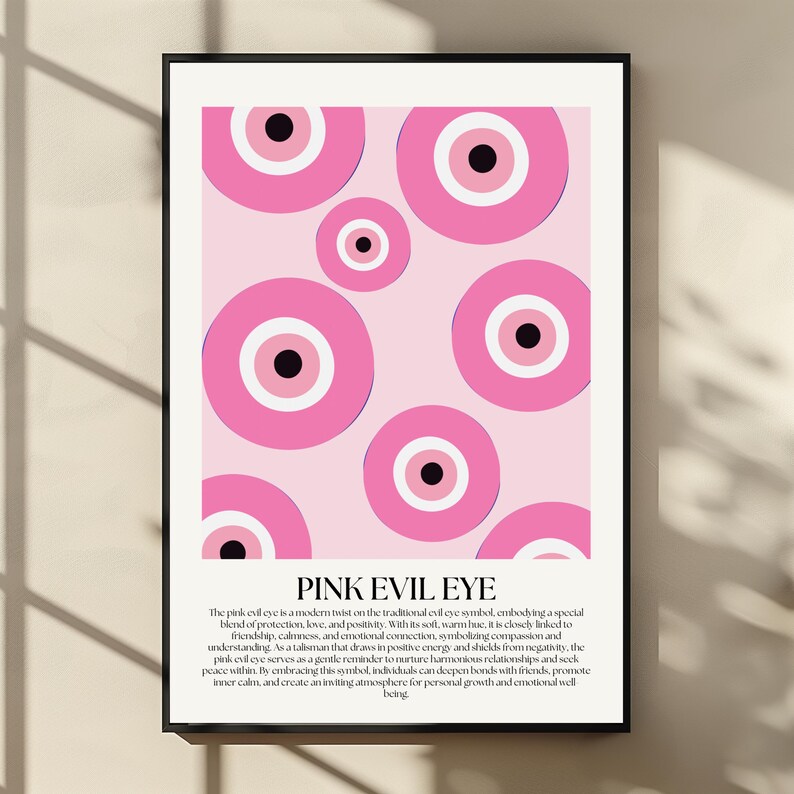 Pink Evil Eye Wall Art | Digital Download Poster | Protection & Good ...