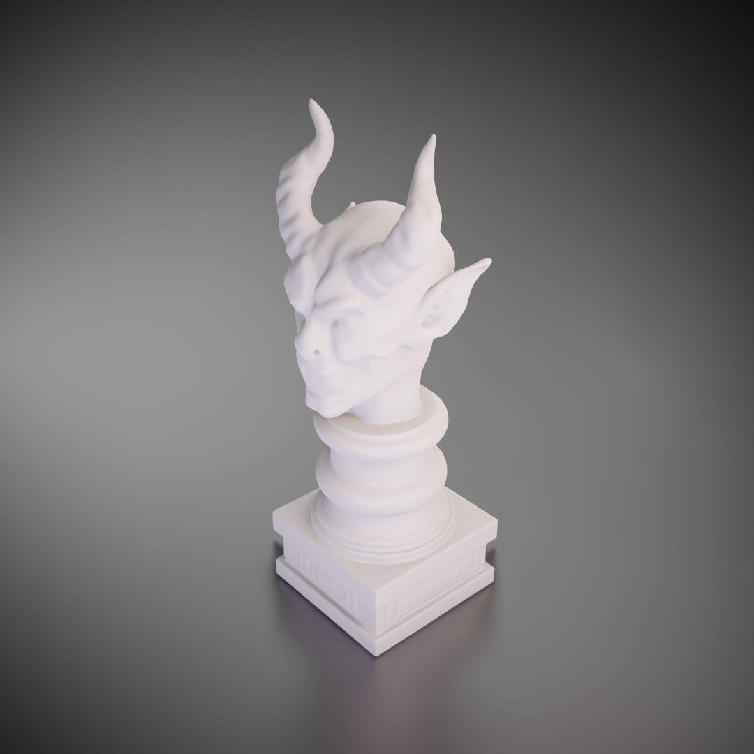 Demon Head Statuette - 3D Printed Model | Custom Size & Color | LED ...