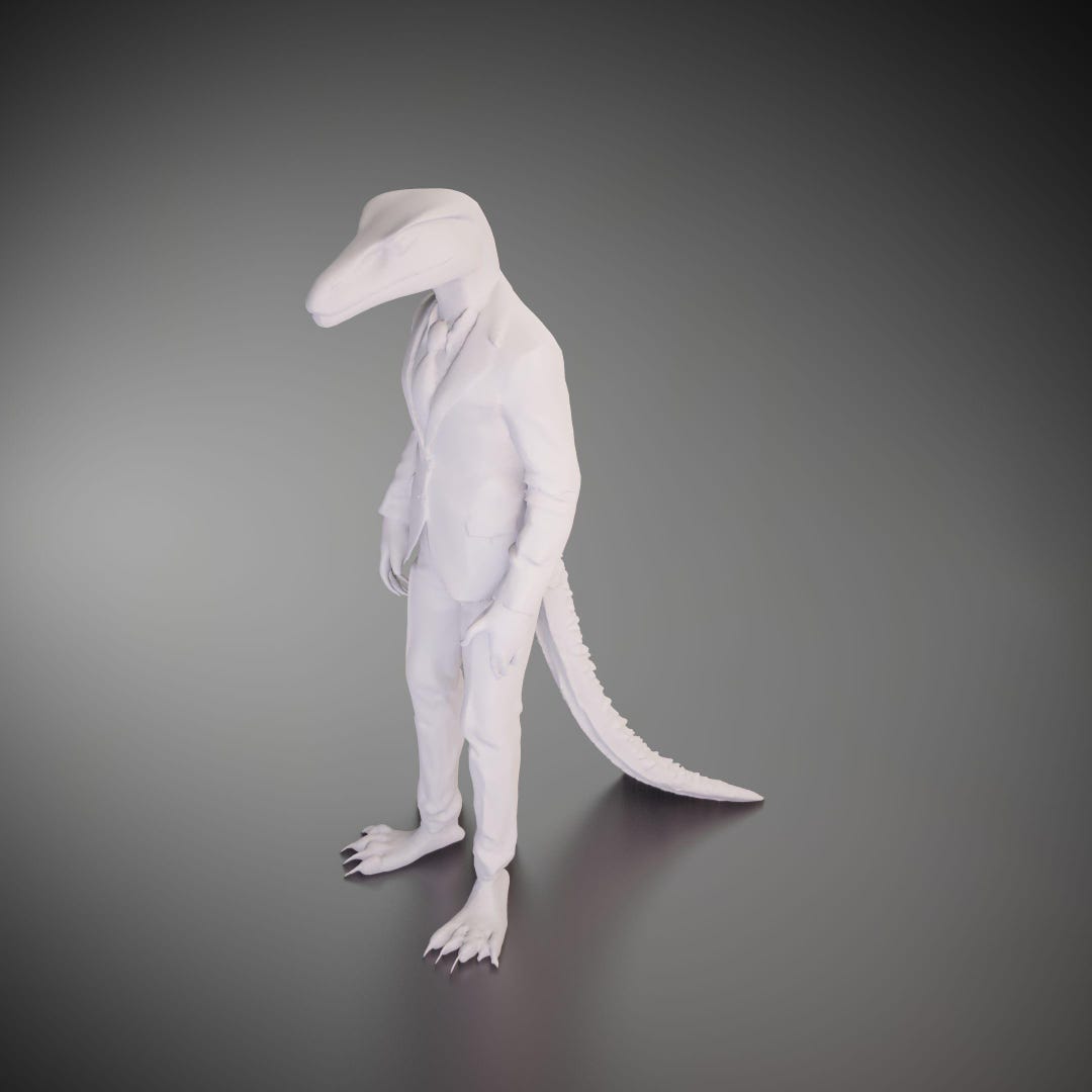 Reptile in Suit - 3D Printed Model | Custom Size & Color | LED Option ...