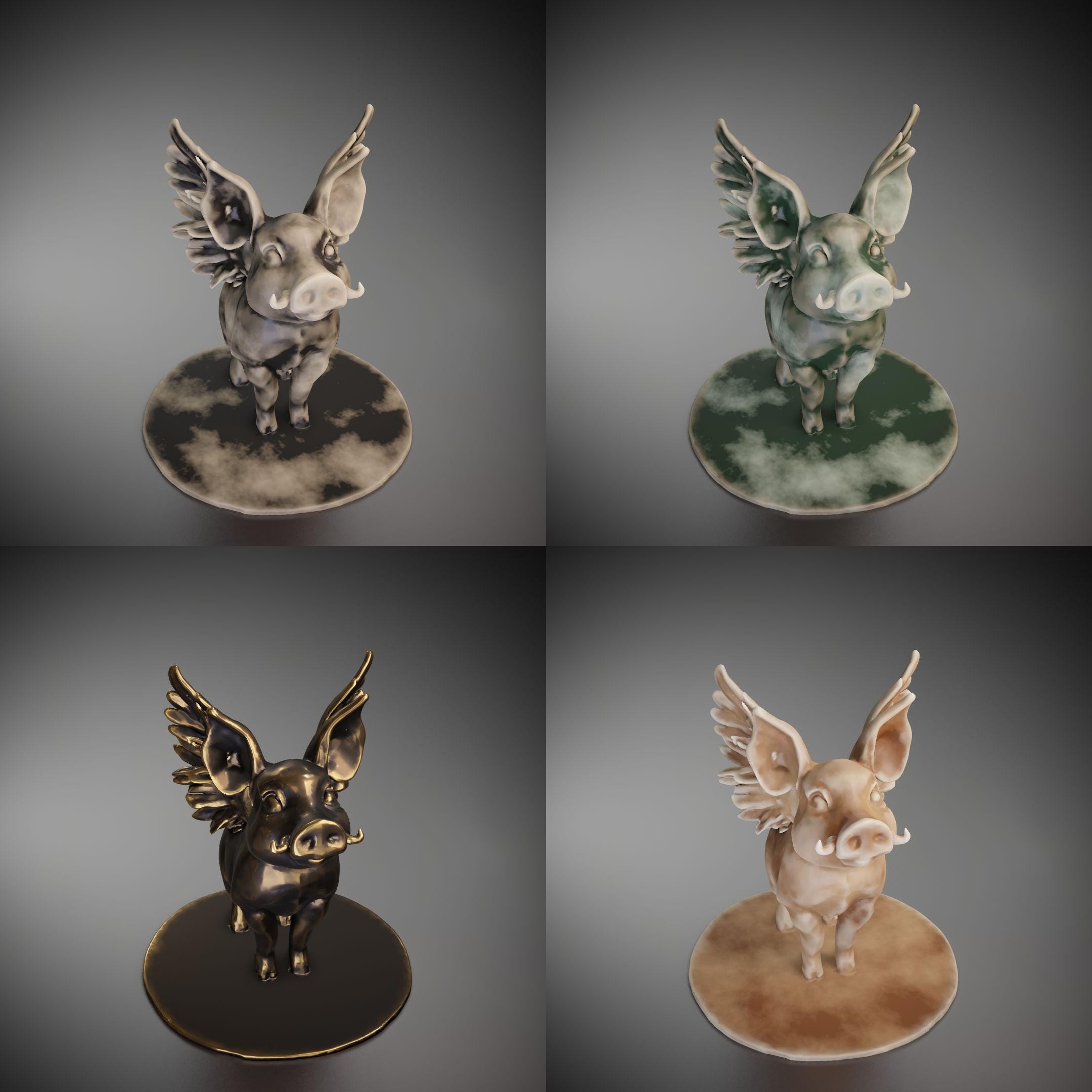 Pig With Wings - 3D Printed Model | Custom Size & Color | LED Option ...