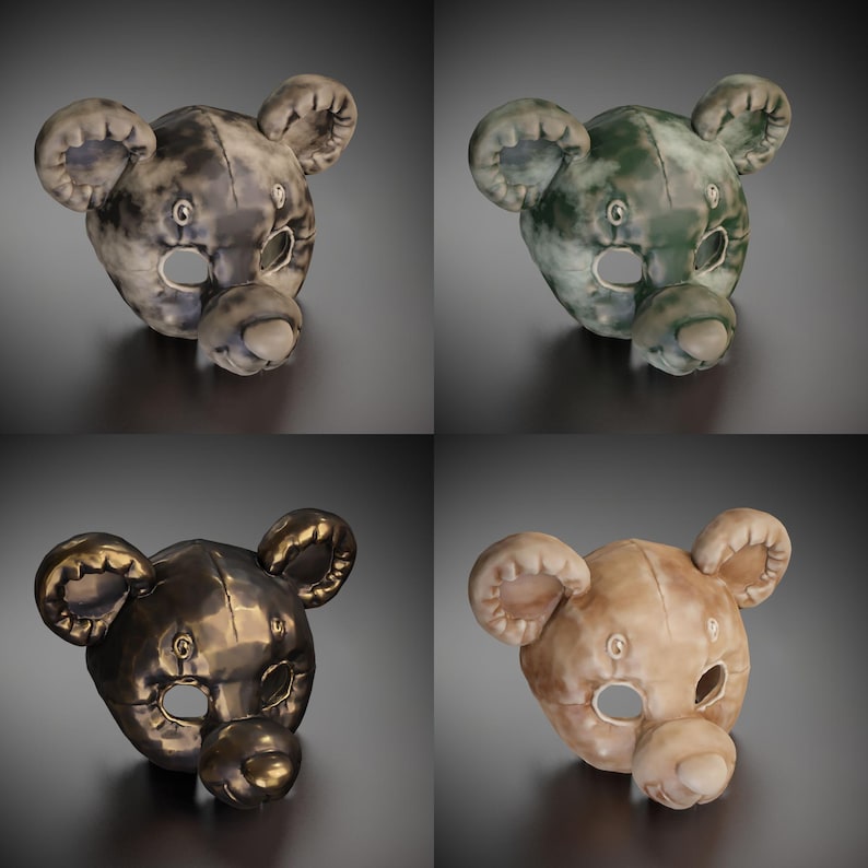 Teddy Bear Mask - 3D Printed Model | Custom Size & Color | LED Option ...