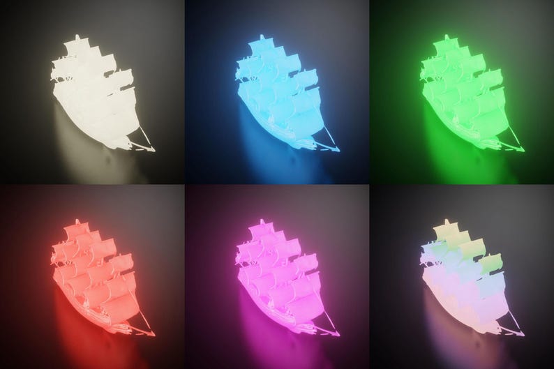 Sailing - 3D Printed Model | Custom Size & Color | LED Option | Pendant ...