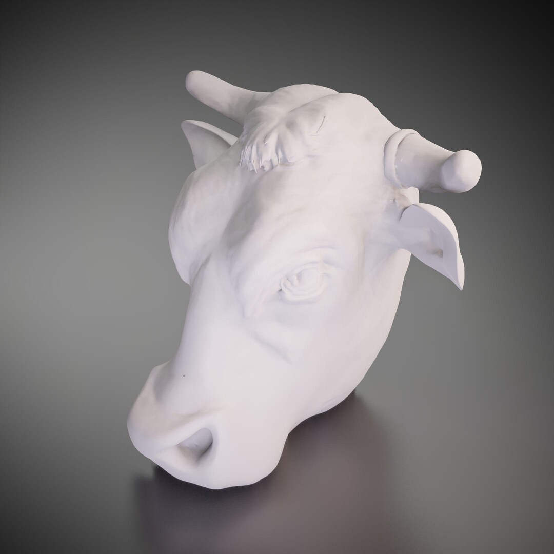 Cow Head - 3D Printed Model | Custom Size & Color | LED Option ...