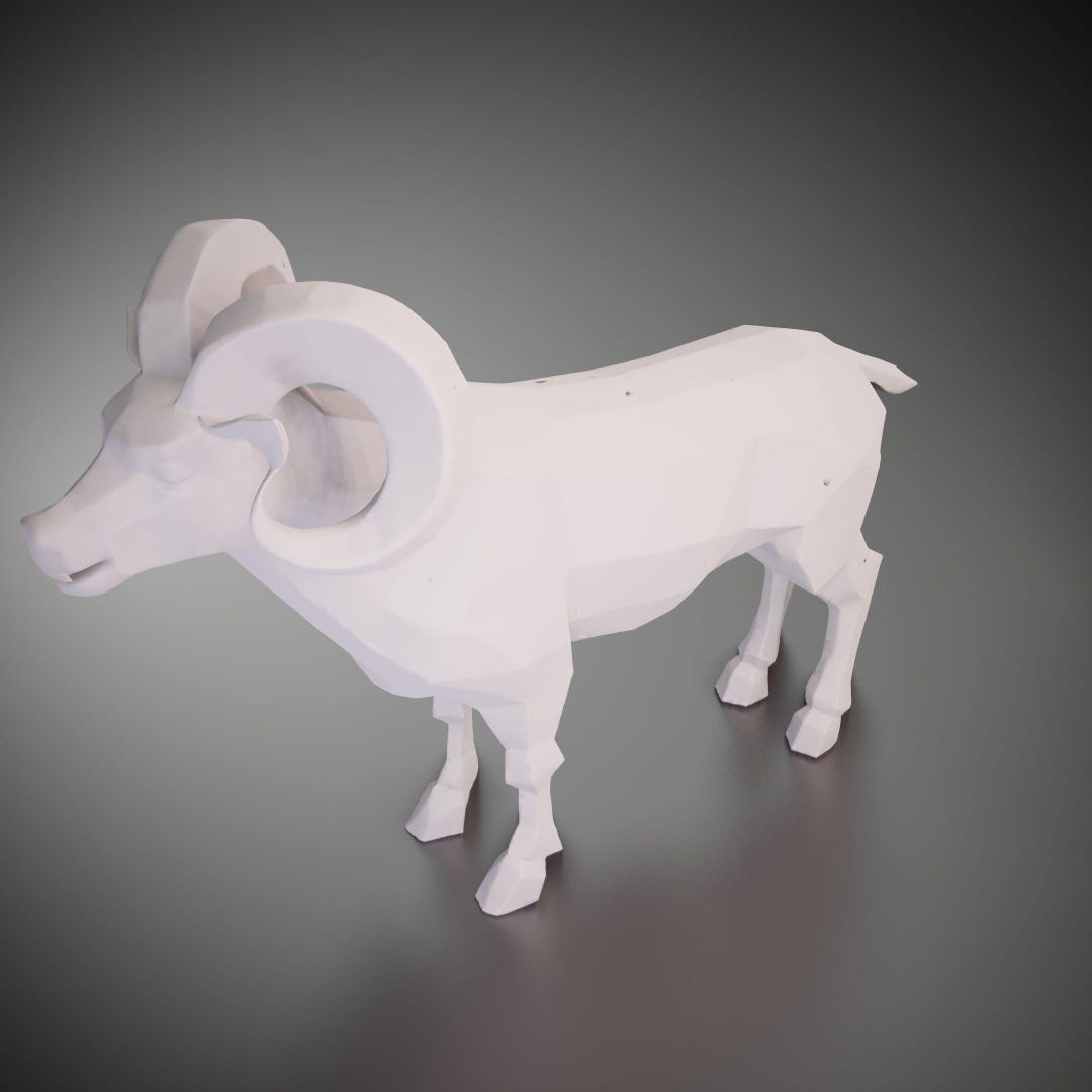 Geometric Ram Sharp E - 3D Printed Model | Custom Size & Color | LED ...