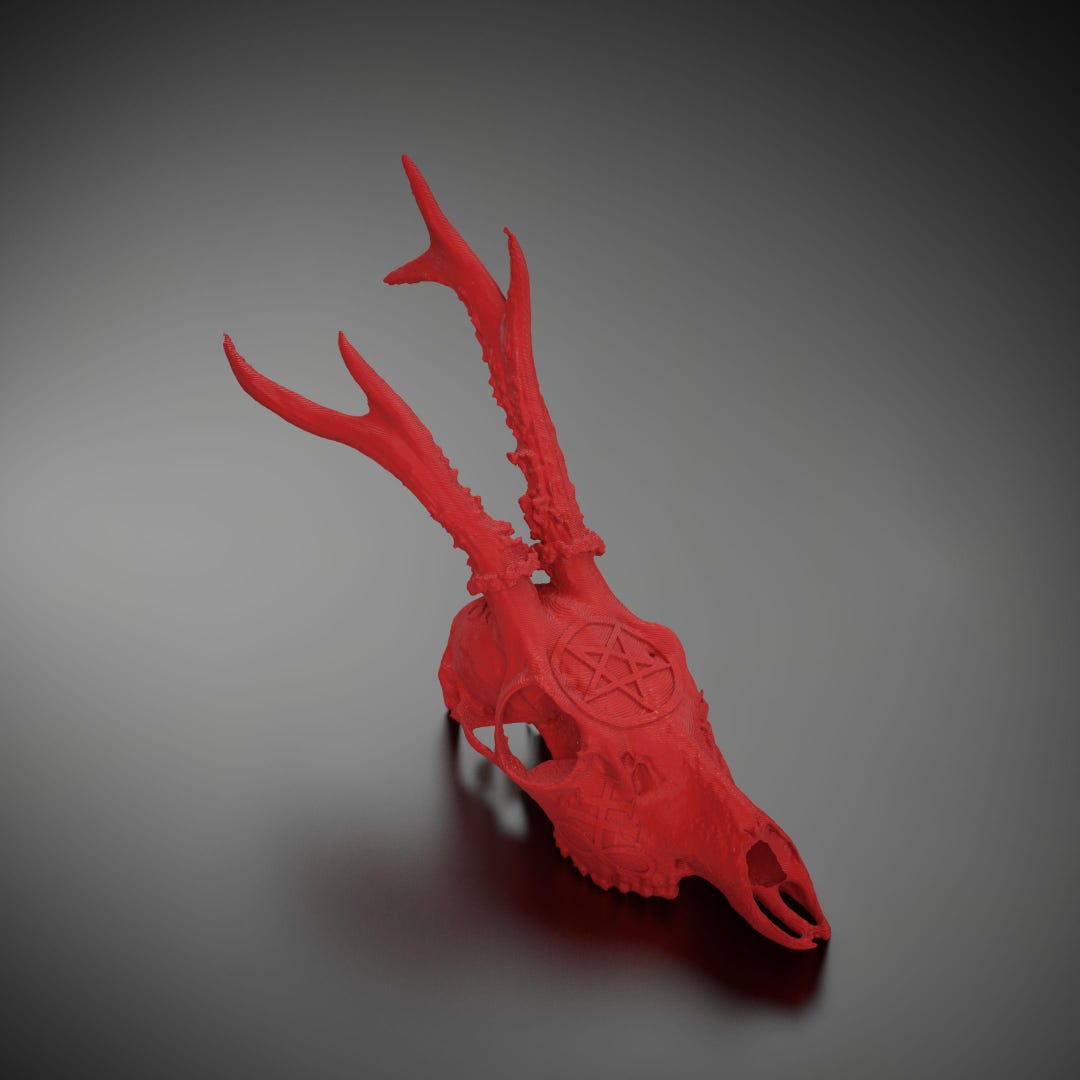 Real Size, High Quality 3D Printed Domestic Devil Pentagram Roe Deer ...