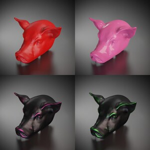 Pig Head - 3D Printed Model | Custom Size & Color | LED Option ...