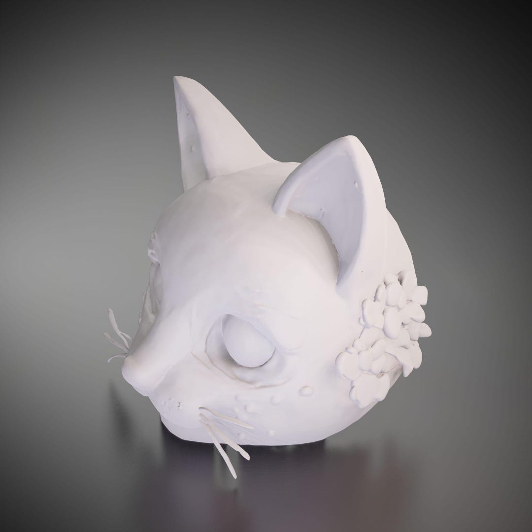 Cat Mask - 3D Printed Model | Custom Size & Color | LED Option ...