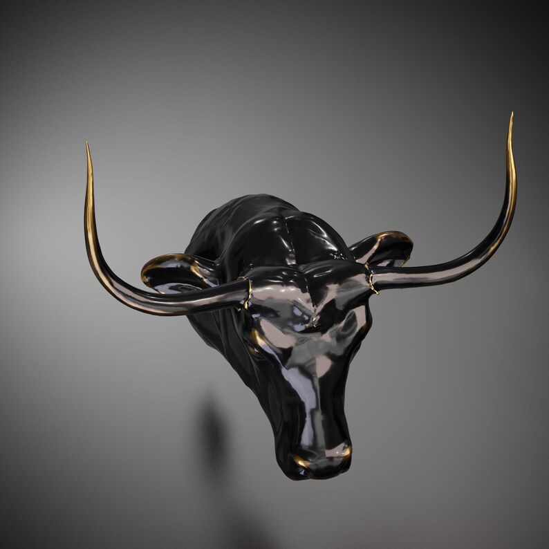 Cow Head - 3D Printed Model | Custom Size & Color | LED Option ...