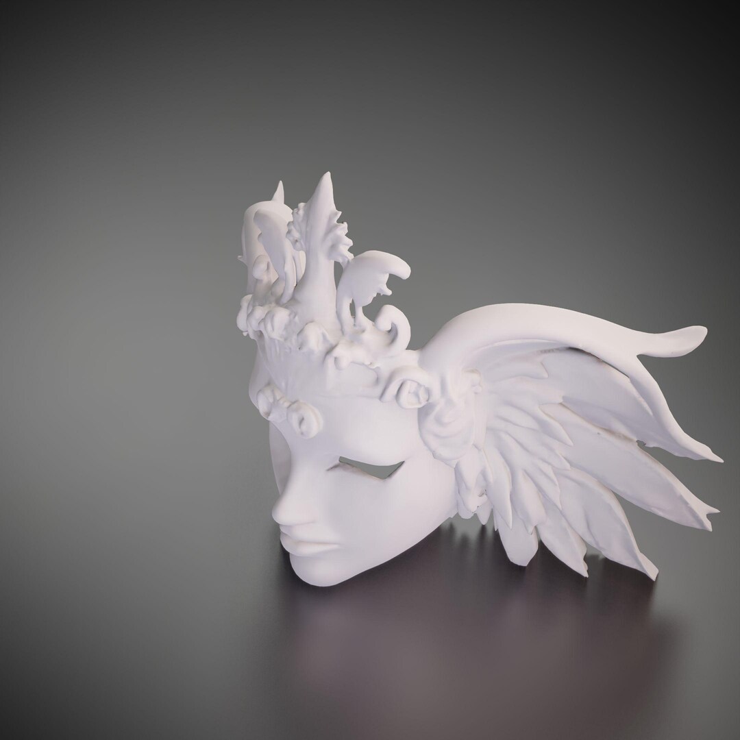 Angel Face Mask - 3D Printed Model | Custom Size & Color | LED Option ...