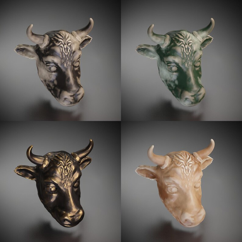 Cow Head - 3D Printed Model | Custom Size & Color | LED Option ...