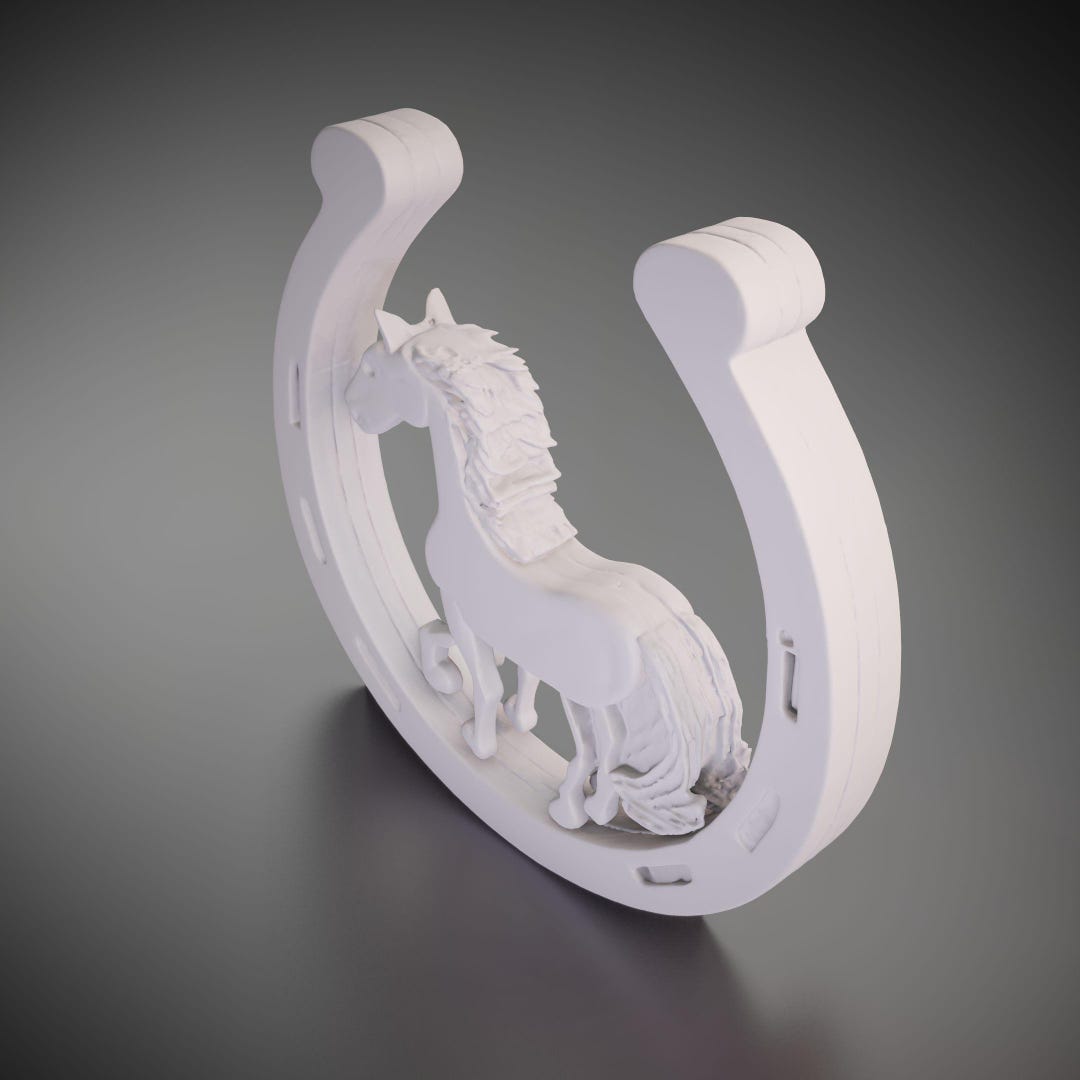 Horse in Horseshoe - 3D Printed Model | Custom Size & Color | LED ...