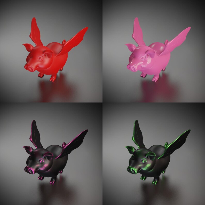 Pig With Wings - 3D Printed Model | Custom Size & Color | LED Option ...