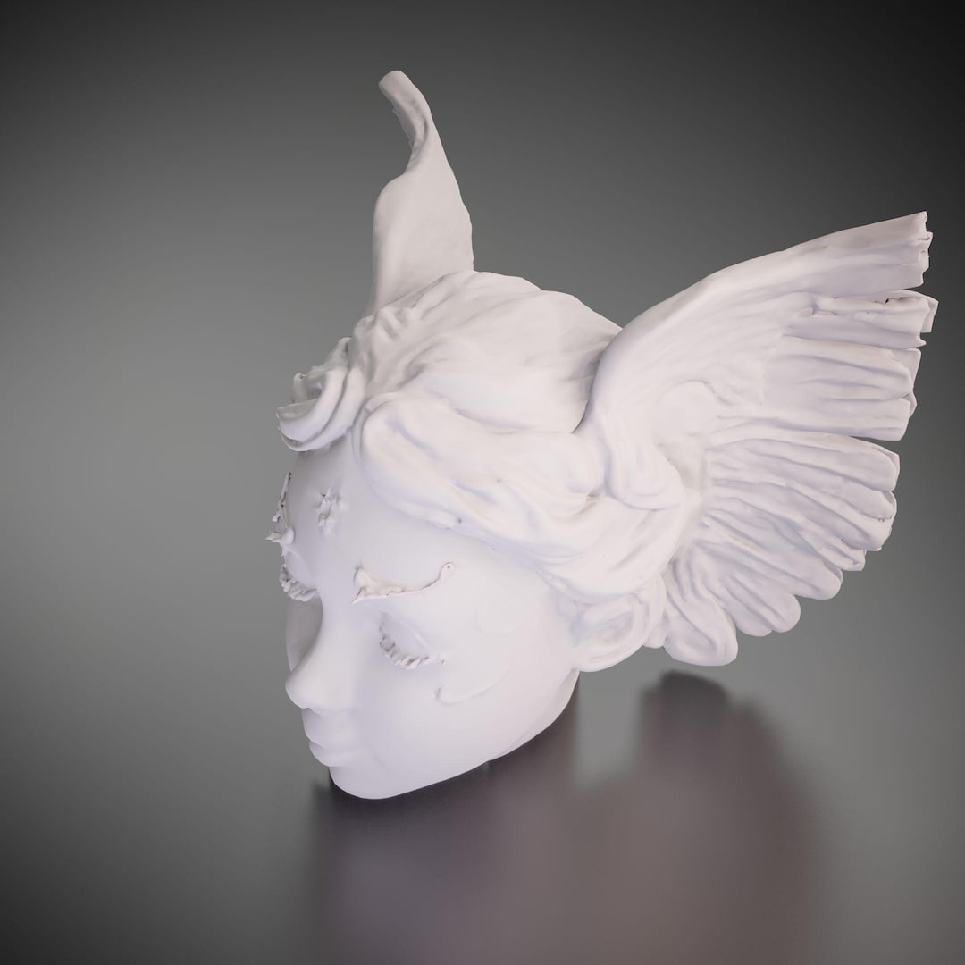 Angel Face Mask - 3D Printed Model | Custom Size & Color | LED Option ...