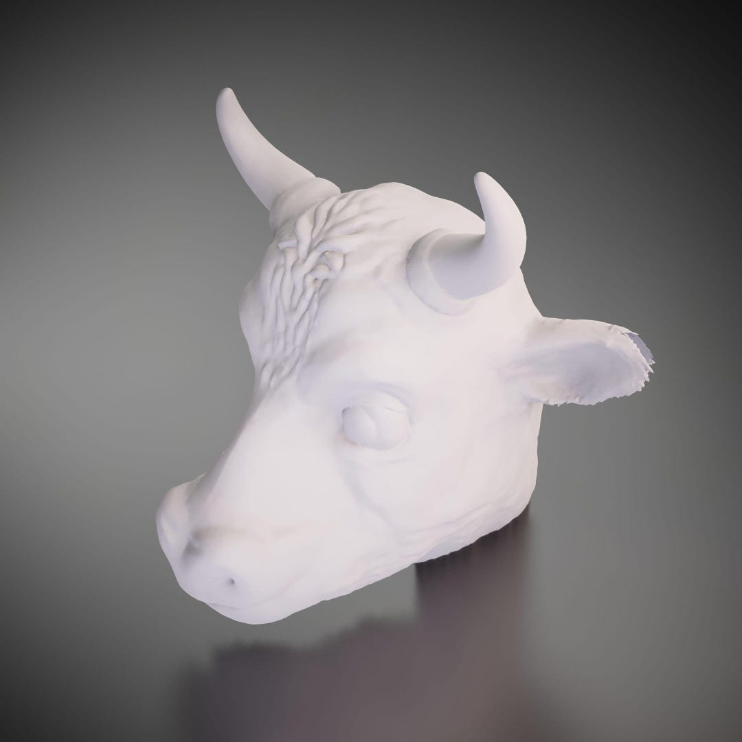 Cow Head - 3D Printed Model | Custom Size & Color | LED Option ...