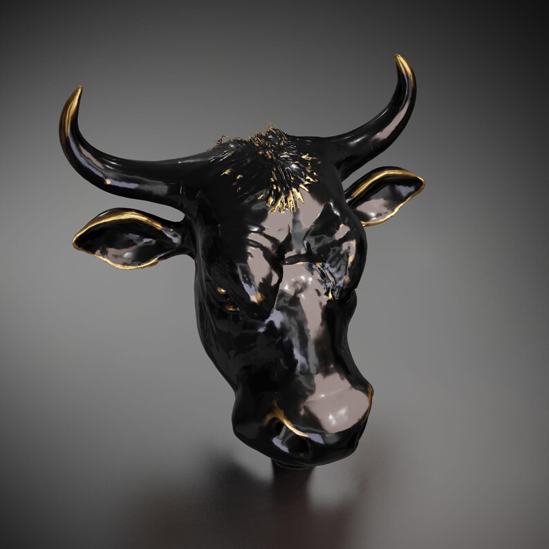 Cow Head - 3D Printed Model | Custom Size & Color | LED Option ...