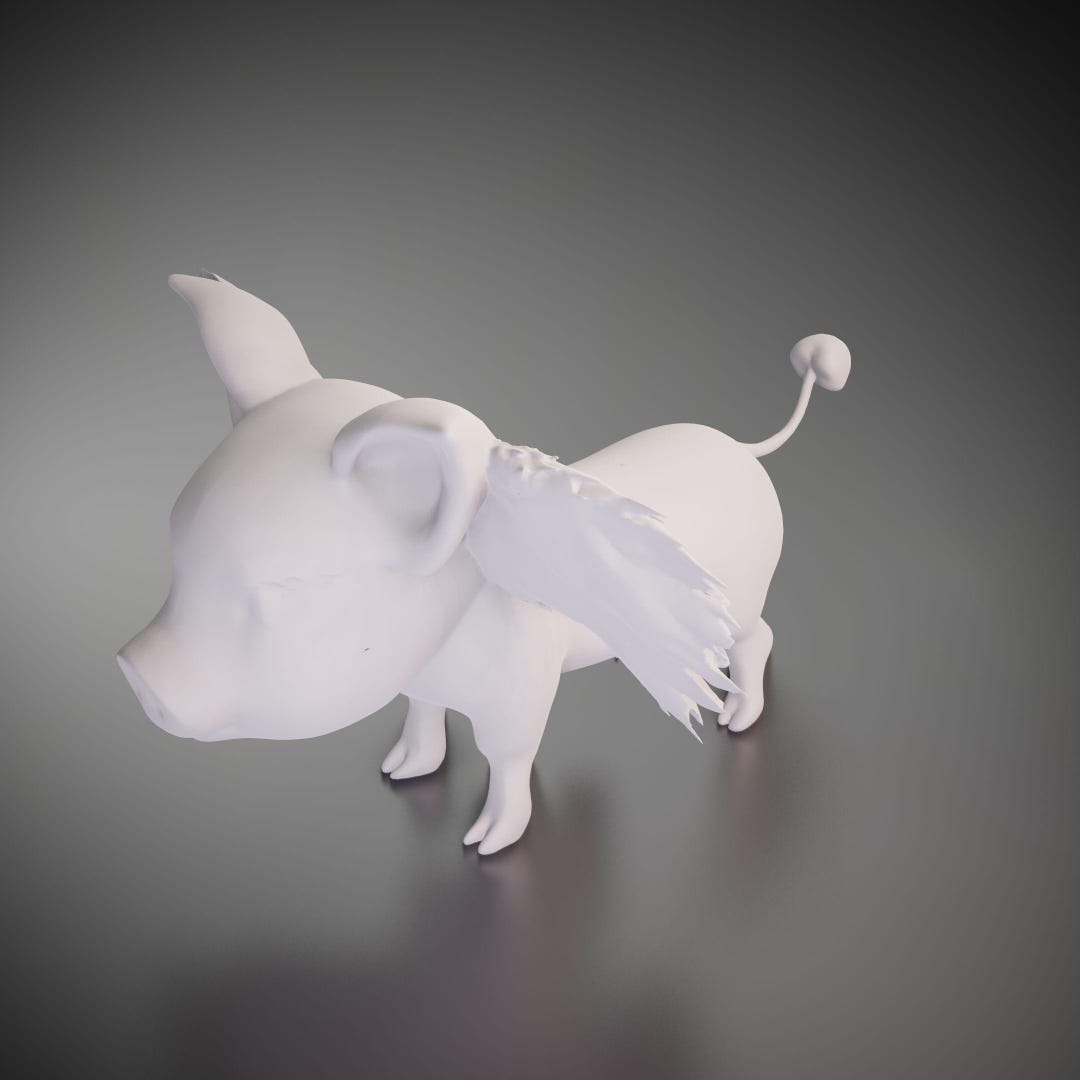 Pig With Wings - 3D Printed Model | Custom Size & Color | LED Option ...