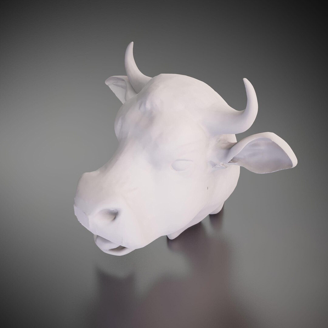 Cow Head - 3D Printed Model | Custom Size & Color | LED Option ...