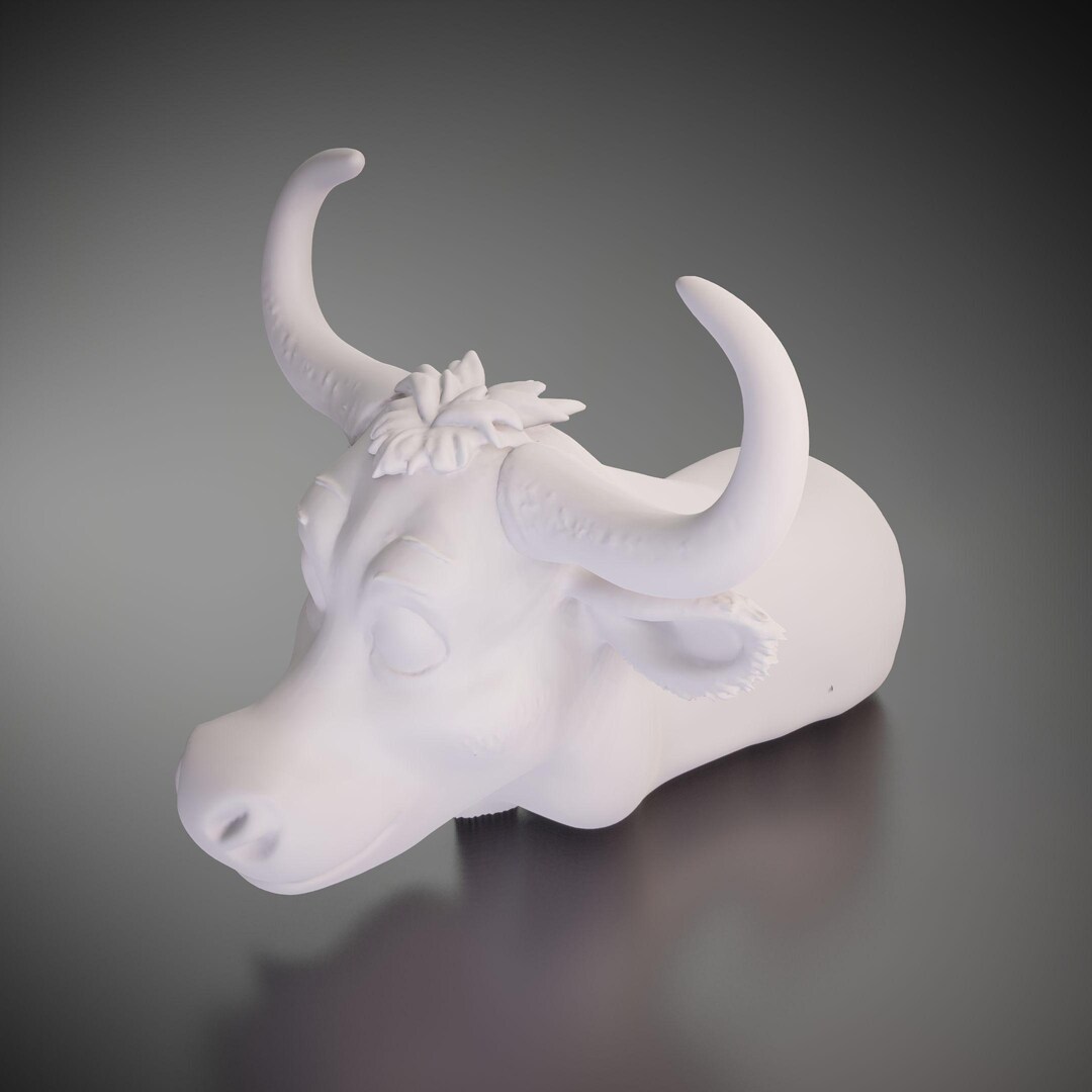 Cow Head - 3D Printed Model | Custom Size & Color | LED Option ...
