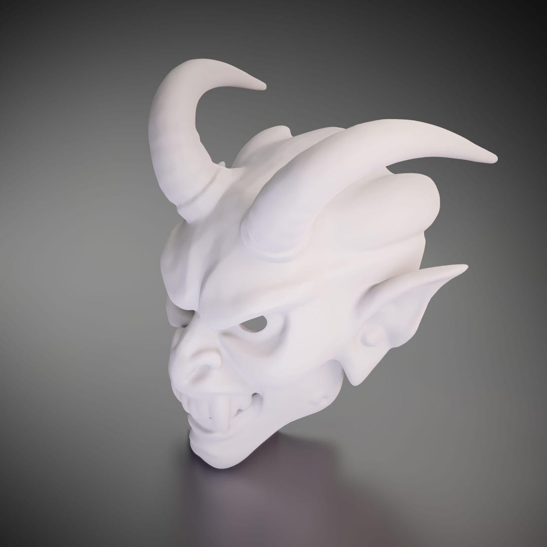 Demon Head Mask - 3D Printed Model | Custom Size & Color | LED Option ...