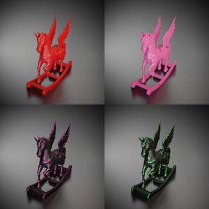 Rocking Pegasus - 3D Printed Model | Custom Size & Color | LED Option | Pendant or Large Decor ...