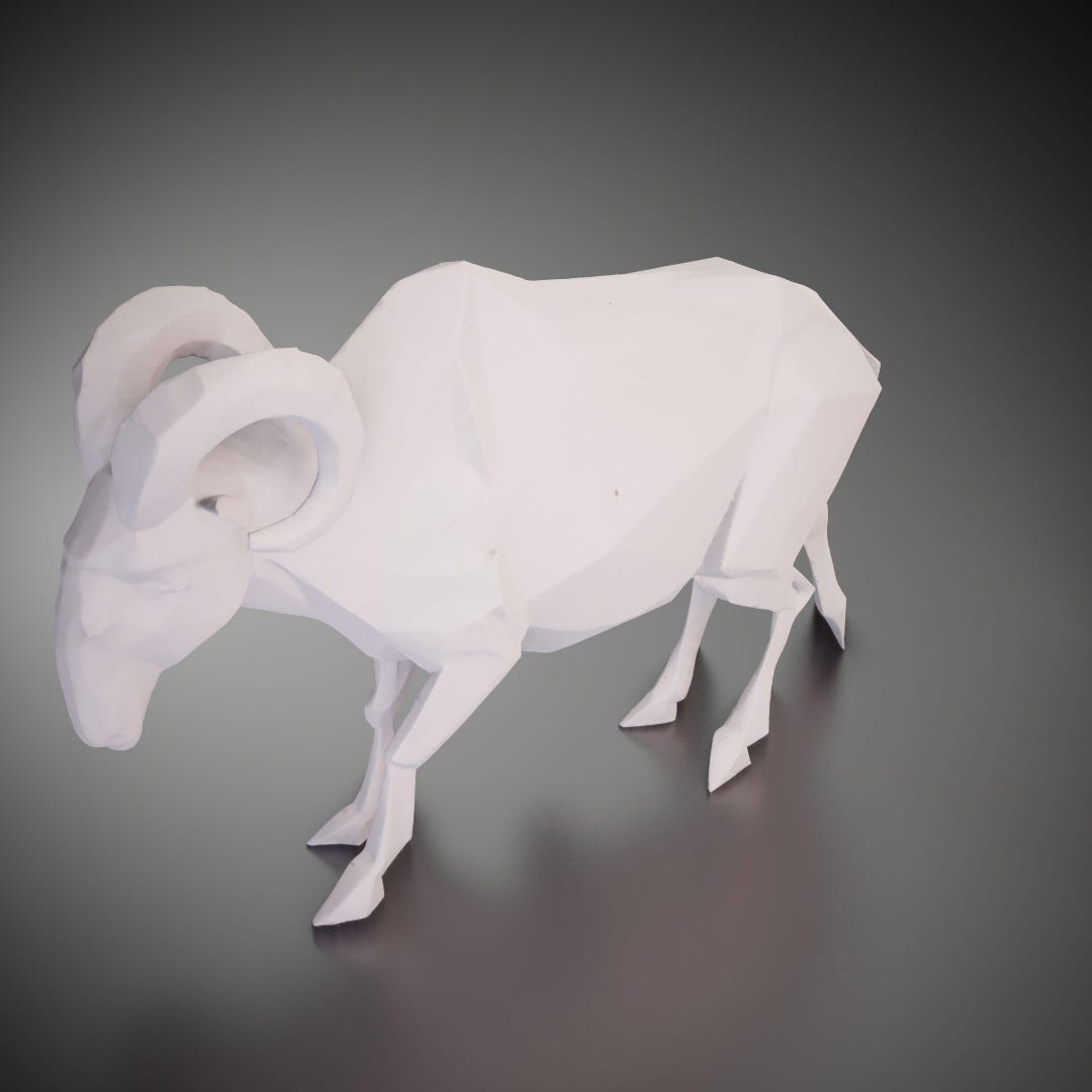 Geometric Ram Sharp E - 3D Printed Model | Custom Size & Color | LED ...