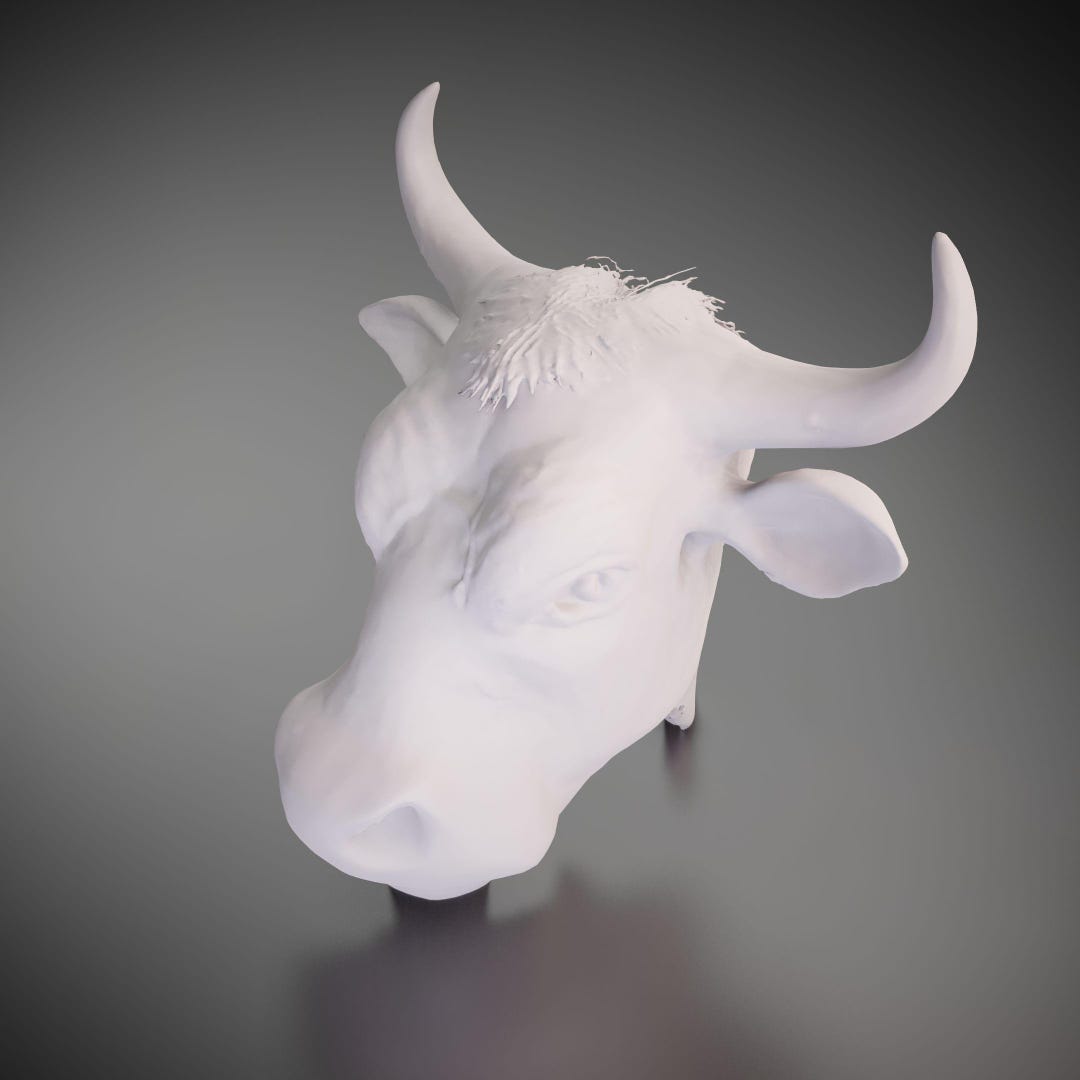 Cow Head - 3D Printed Model | Custom Size & Color | LED Option ...